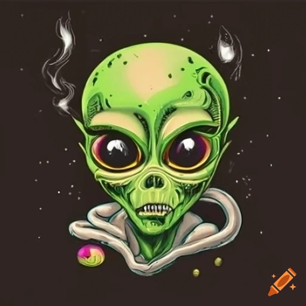 Extraterrestrial alien smoking weed cannabis on Craiyon