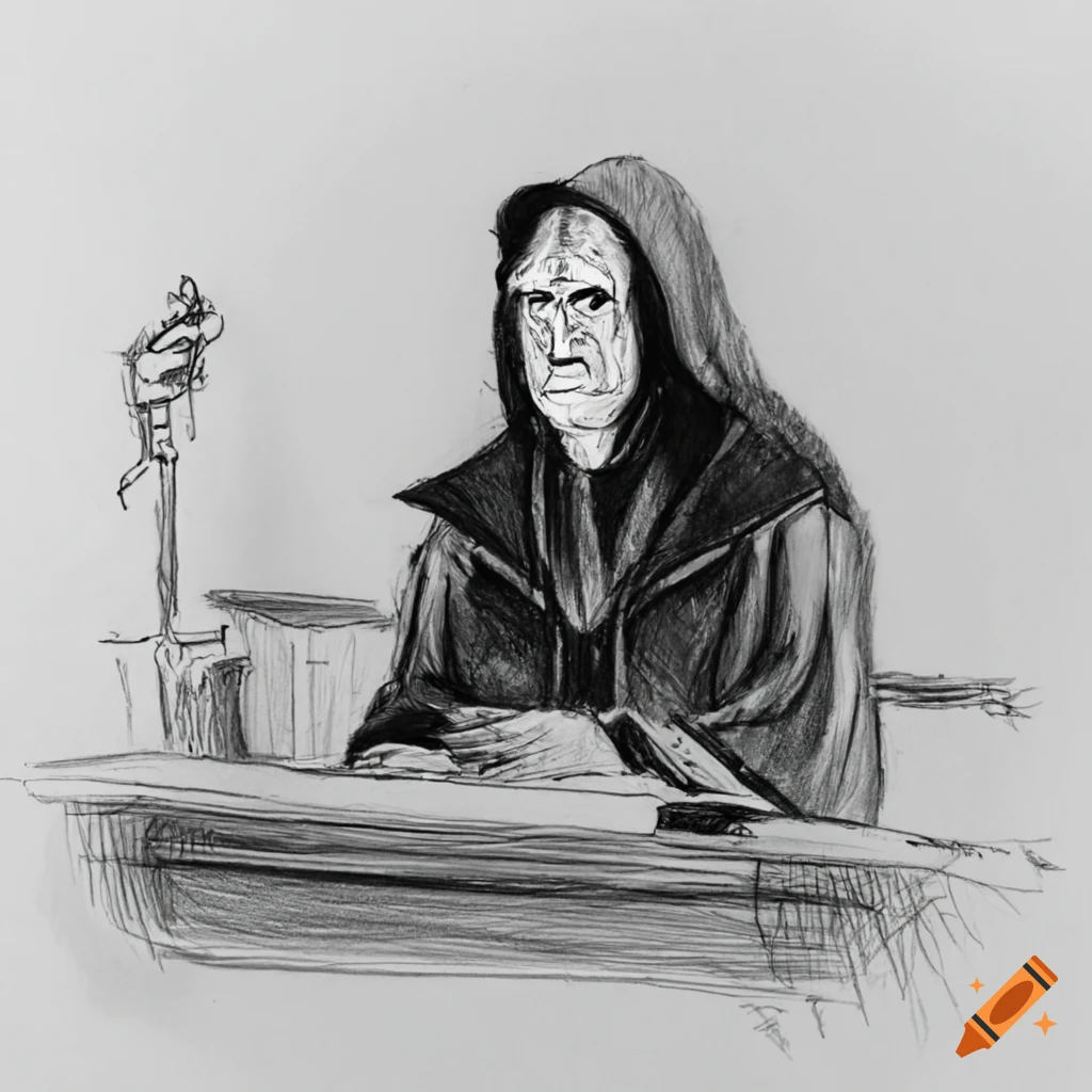 Courtroom sketch of emperor palpatine on Craiyon