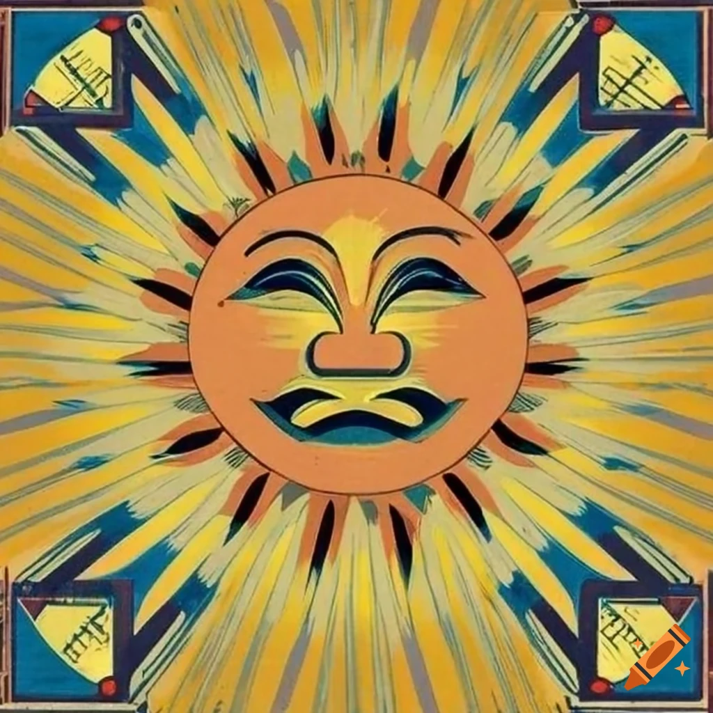 Smiling sun with colorful rays in an art deco style on Craiyon