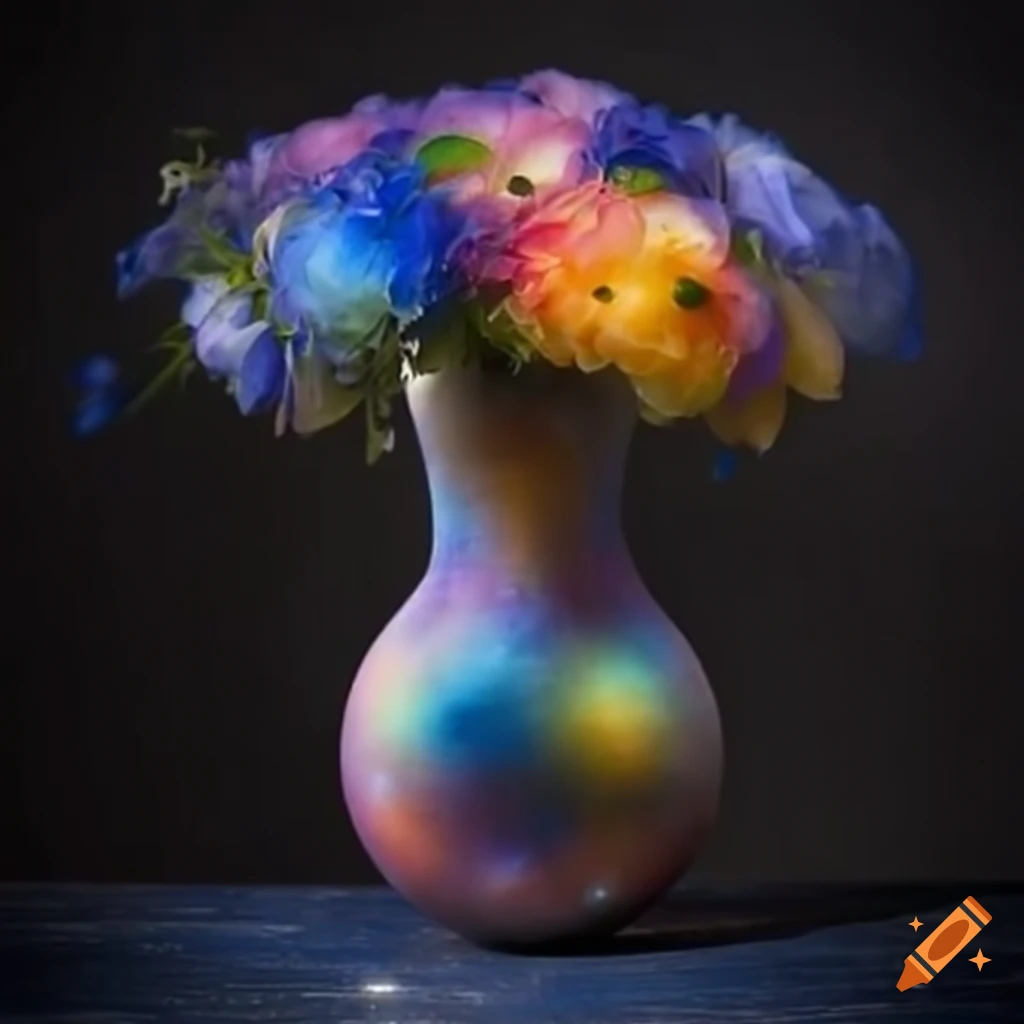 Stunning cosmic-themed flower arrangement in planetary vase on Craiyon