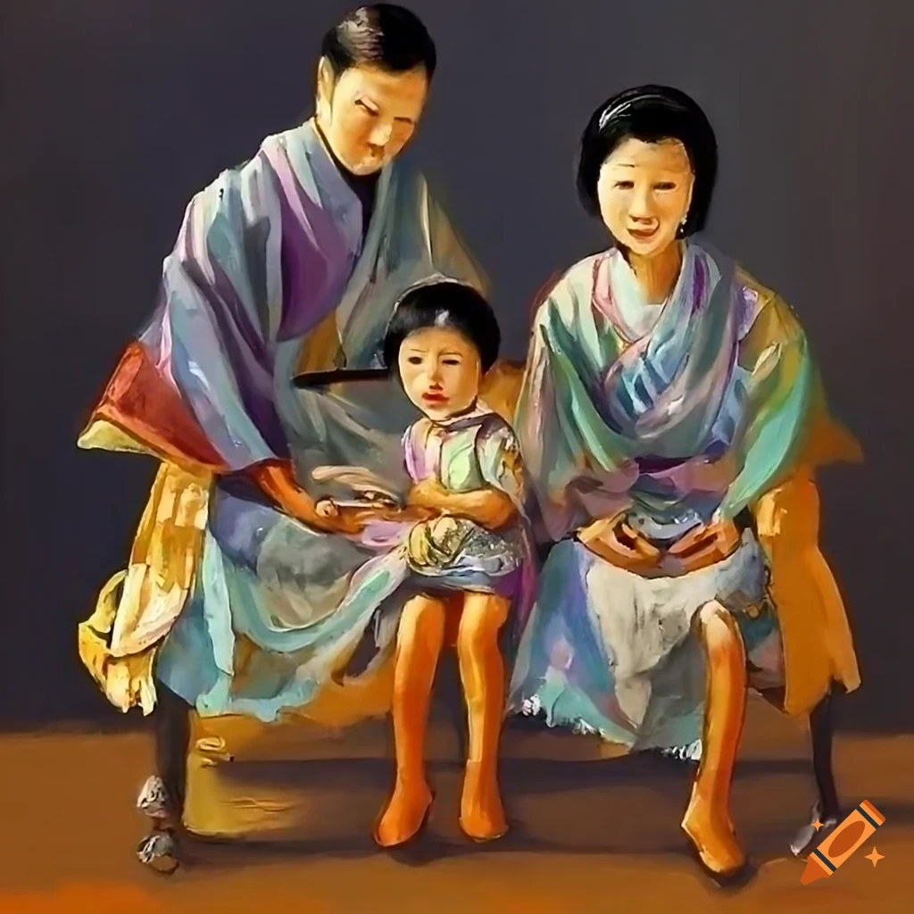 Family portrait of a large japanese family on Craiyon