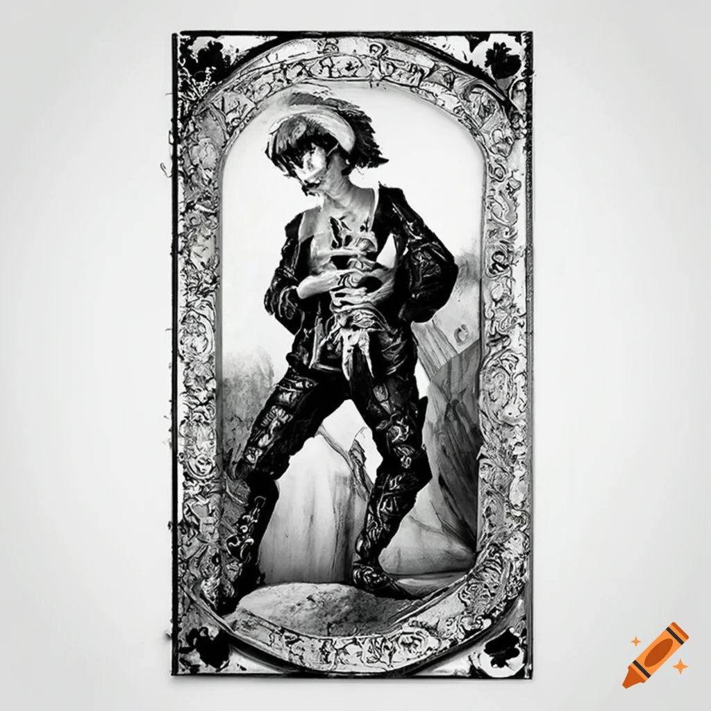 Medieval black and white jester style joker card on Craiyon