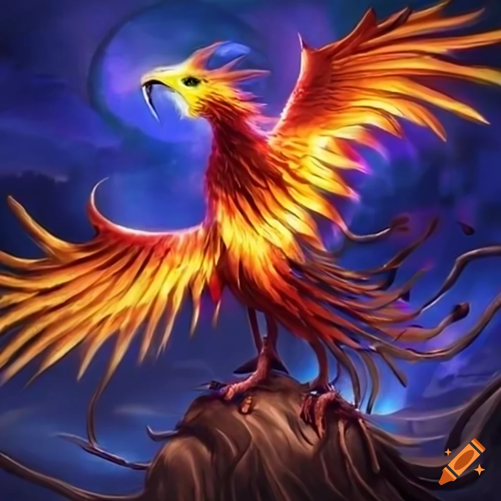 Phoenix bird in the process of rebirth on Craiyon