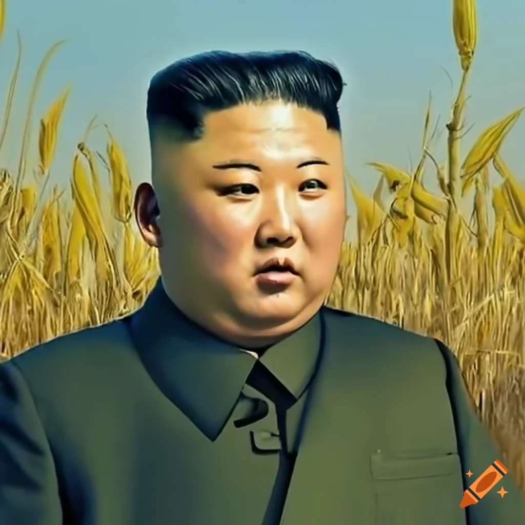 Man standing heroically in front of a corn field on Craiyon