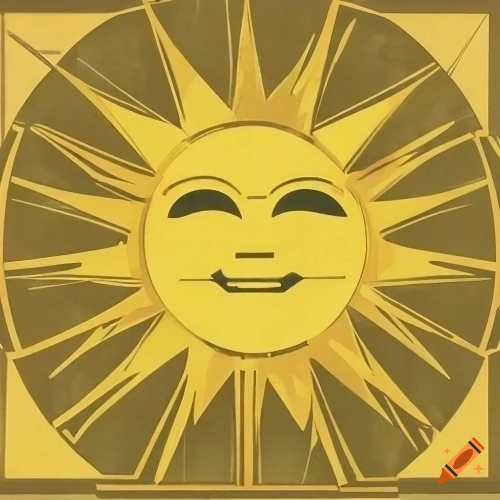 Smiling sun with art deco style rays on Craiyon