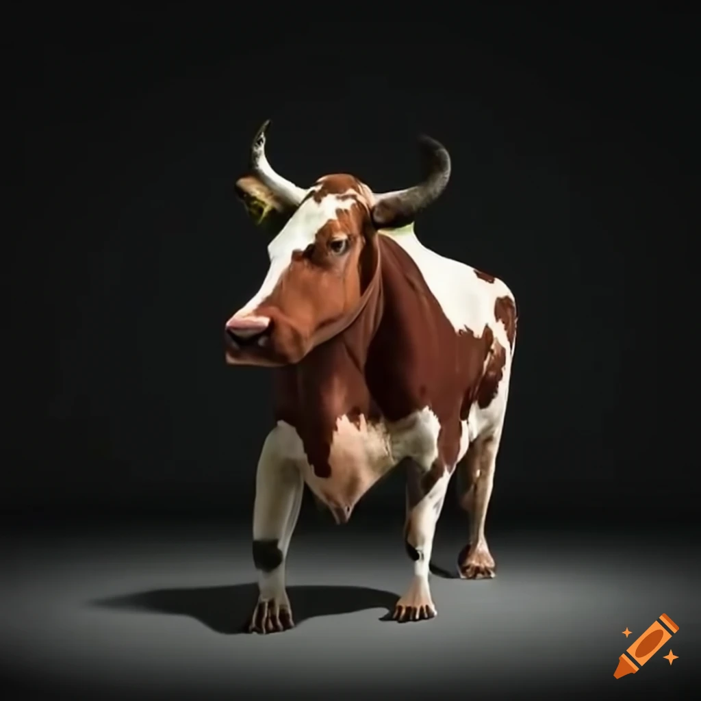 Cow posing with a front double bicep pose on Craiyon