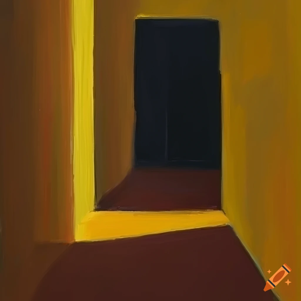 Liminal space in dark yellow with an impressionist oil painting vibe on ...