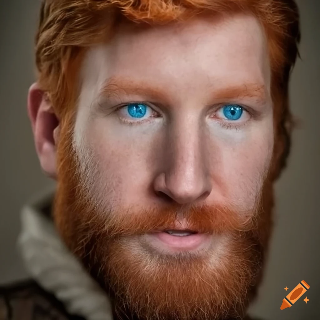 Portrait of Marty MacCarthy, a blue-eyed Irish redhead male with a ...