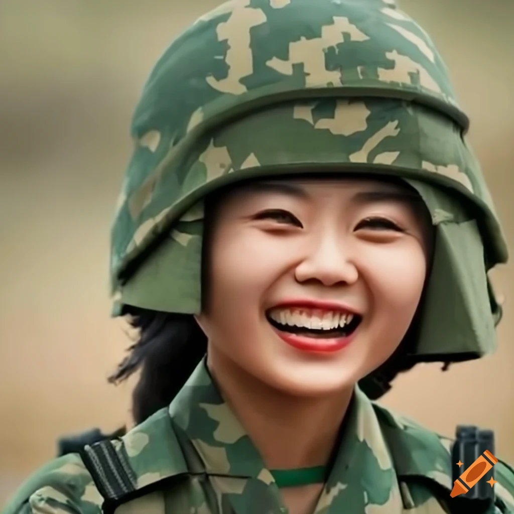 Close-up of smiling chinese army women on Craiyon