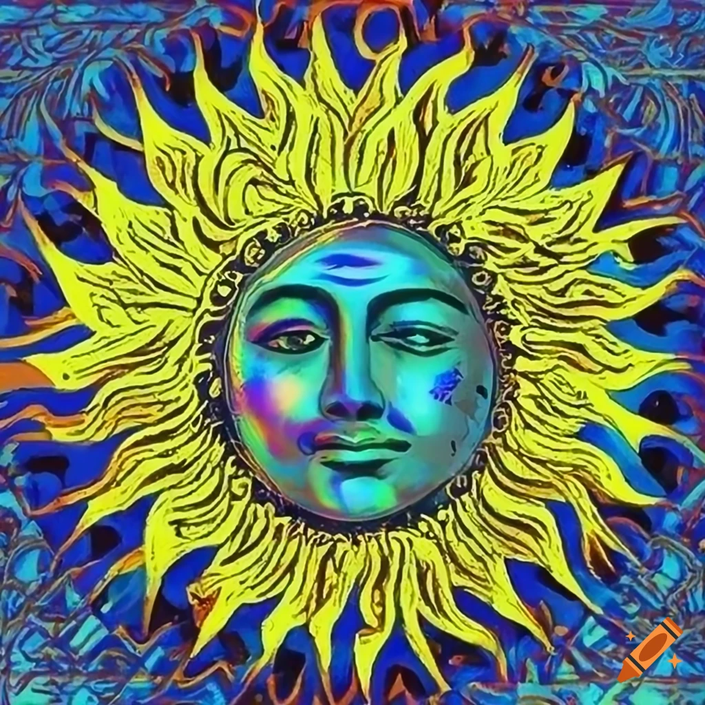 Smiling sun with iridescent pop art on Craiyon