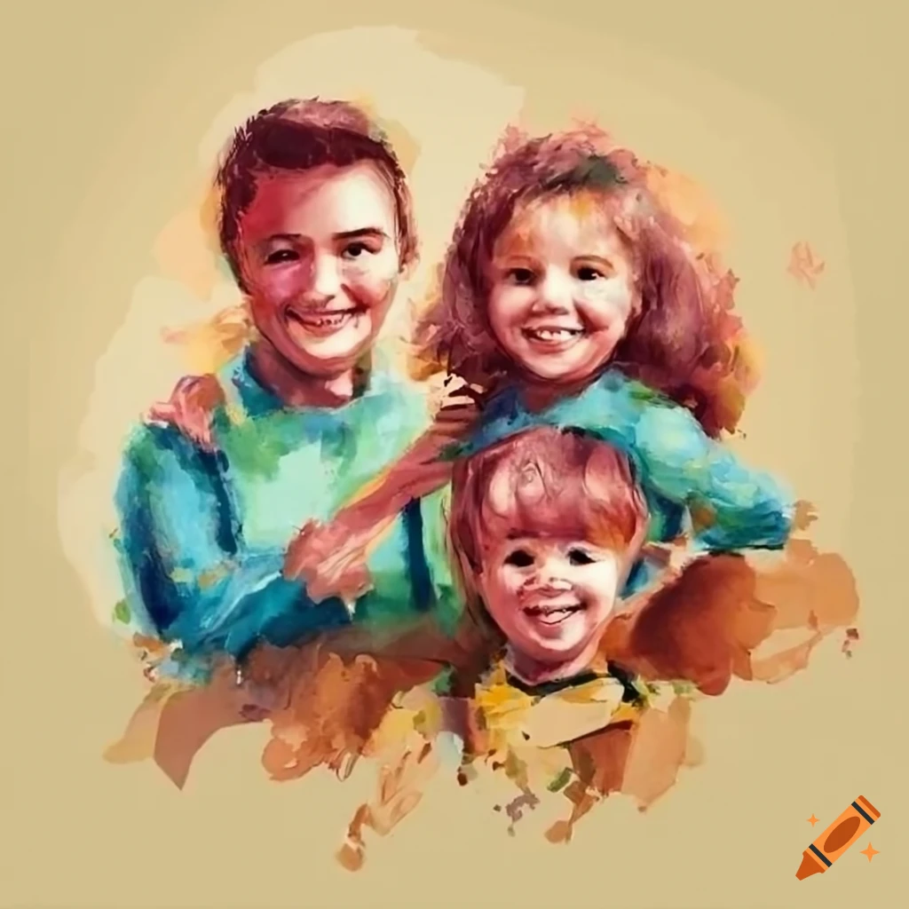Painted family portrait illustration on Craiyon
