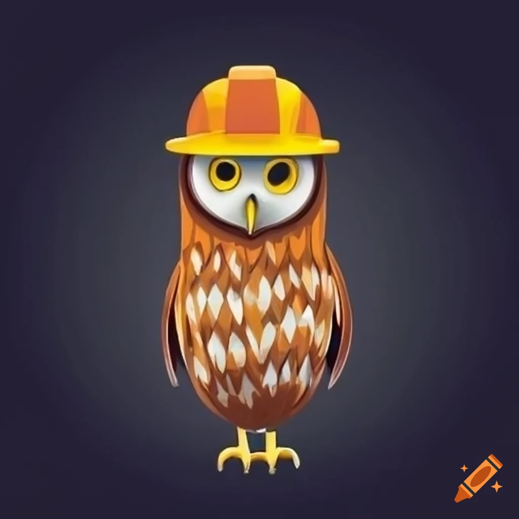 Construction worker owl with hardhat on Craiyon