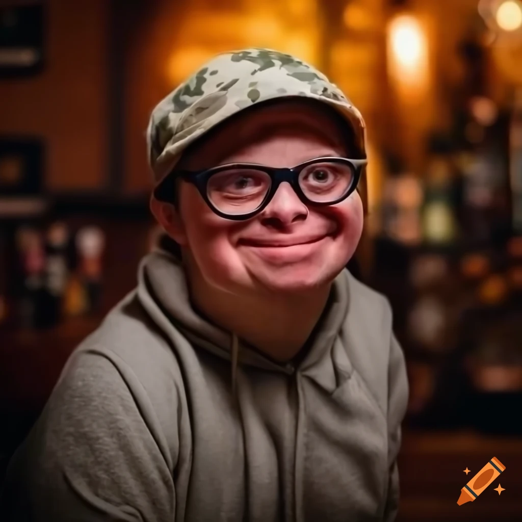 Smiling Man With Down Syndrome Enjoying An Evening At A Pub On Craiyon
