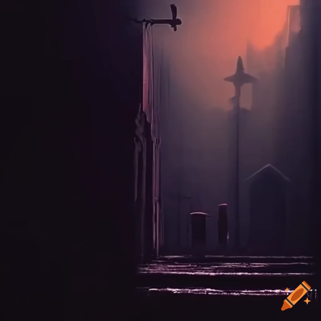 Train leaving a breath trail with a blade runner style atmosphere on ...