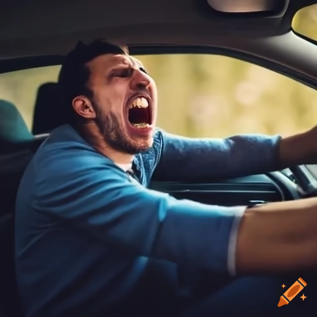 Angry man driving a car on Craiyon