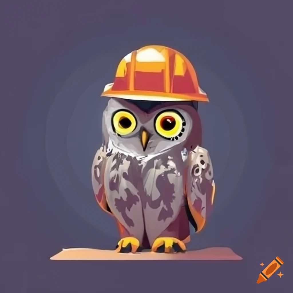 Construction worker owl with hardhat on Craiyon