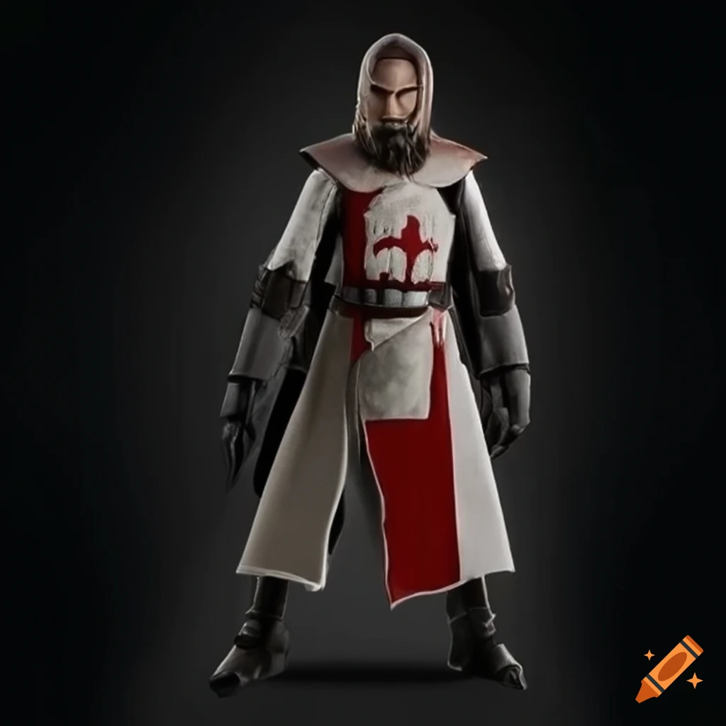 Fusion of itachi anbu and obi wan kenobi in templar knight armor with sword on Craiyon