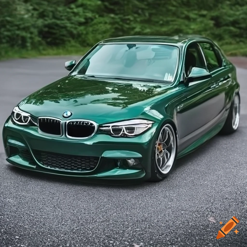 Forest green BMW 128i with silver BBS RSGT wheels on Craiyon