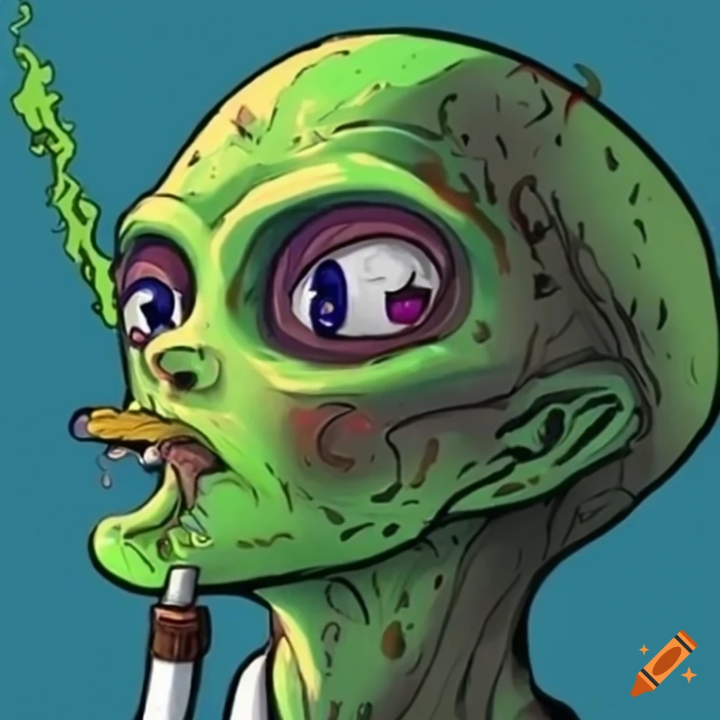 Alien smoking cannabis on Craiyon