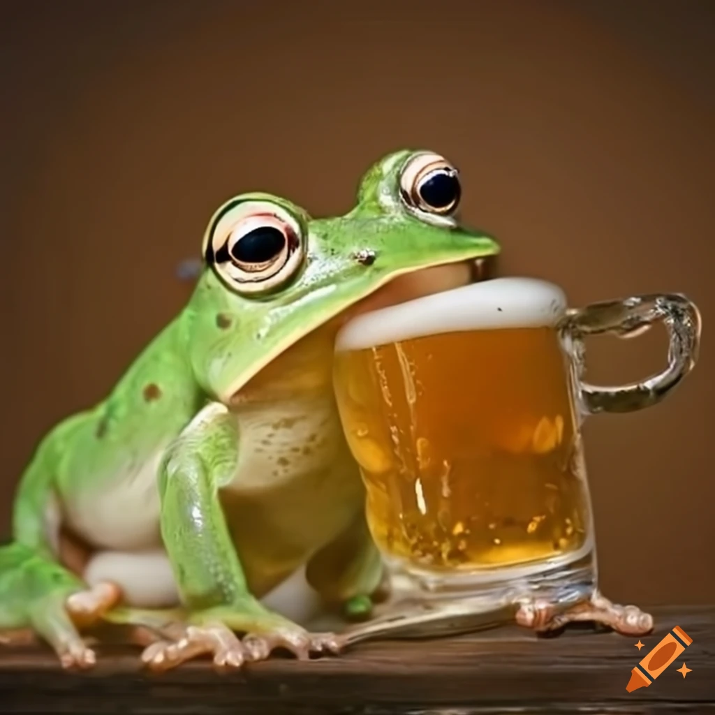 Frogs enjoying drinks on Craiyon