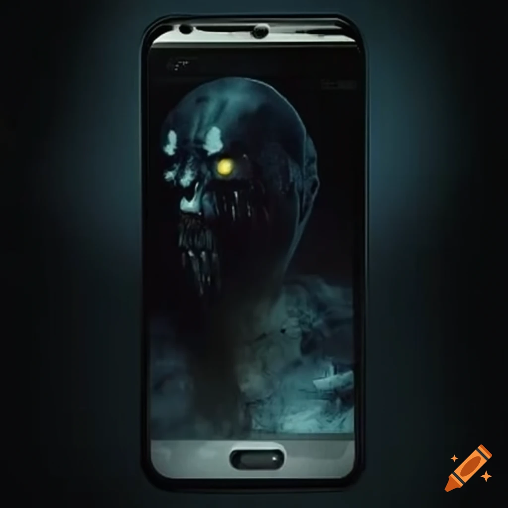 Horror movie poster for giant killer cellphone on Craiyon