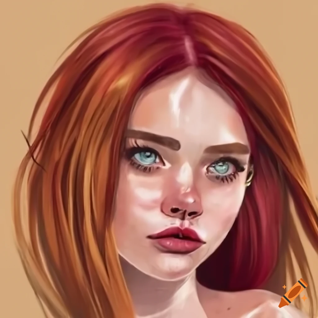 Woman With Golden Dusted And Freckled Skin Long Wine Red Hair And Amber Colored Eyes On Craiyon