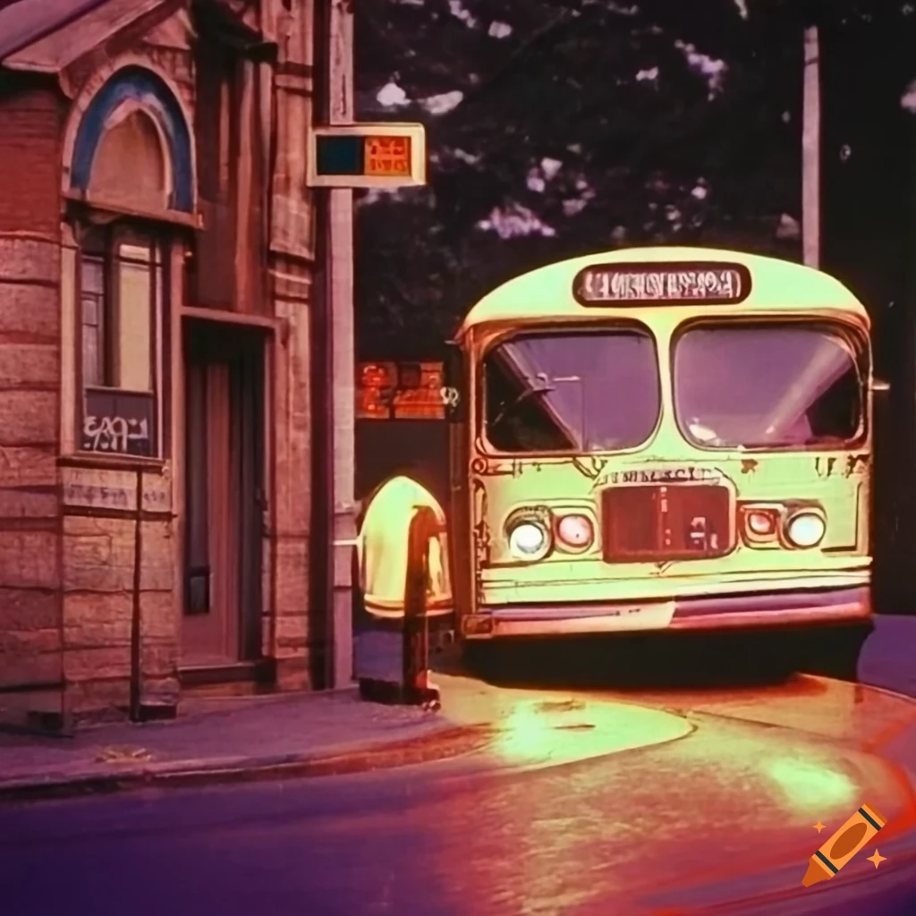 Vintage New England style city bus stop in Pennsylvania on Craiyon
