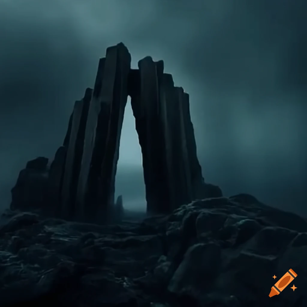 Surreal horror artwork of a monster in iceland with basalt columns on ...
