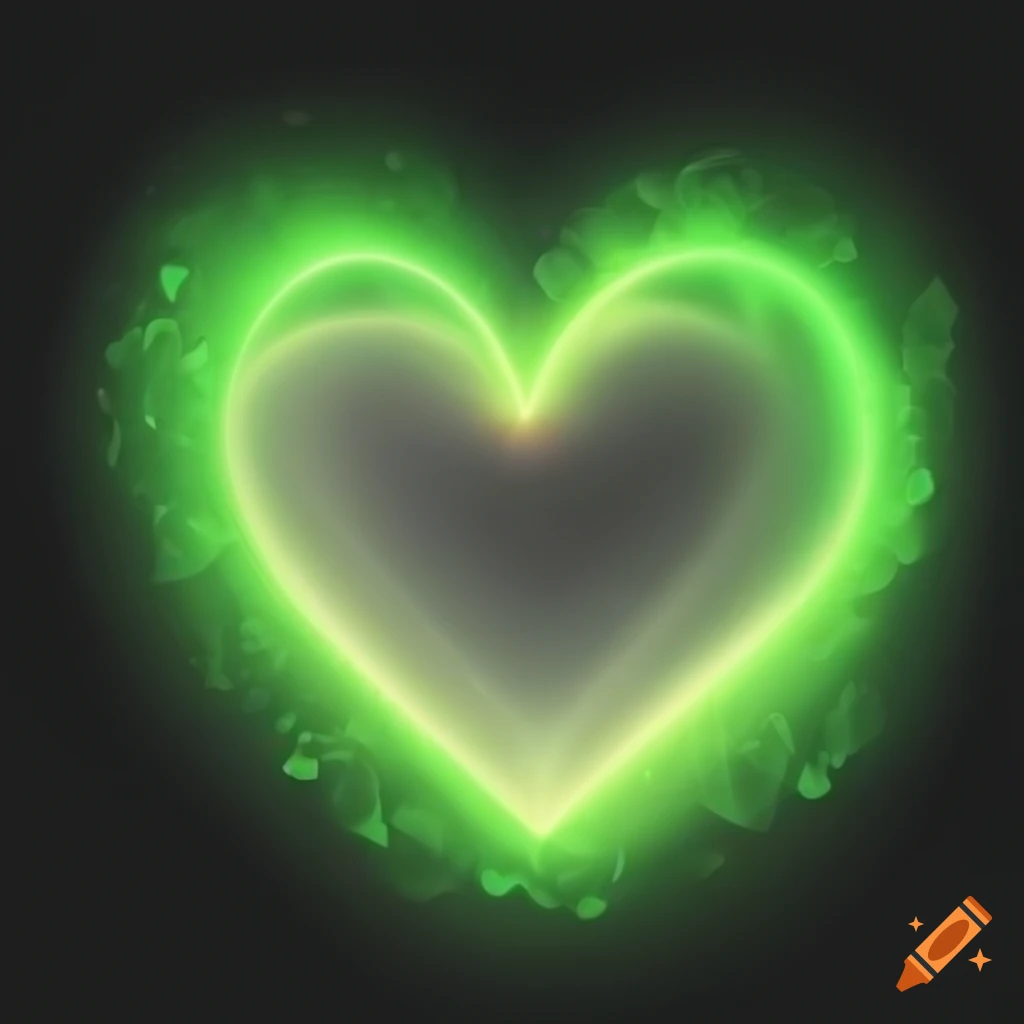 Glowing green heart on a black background on Craiyon