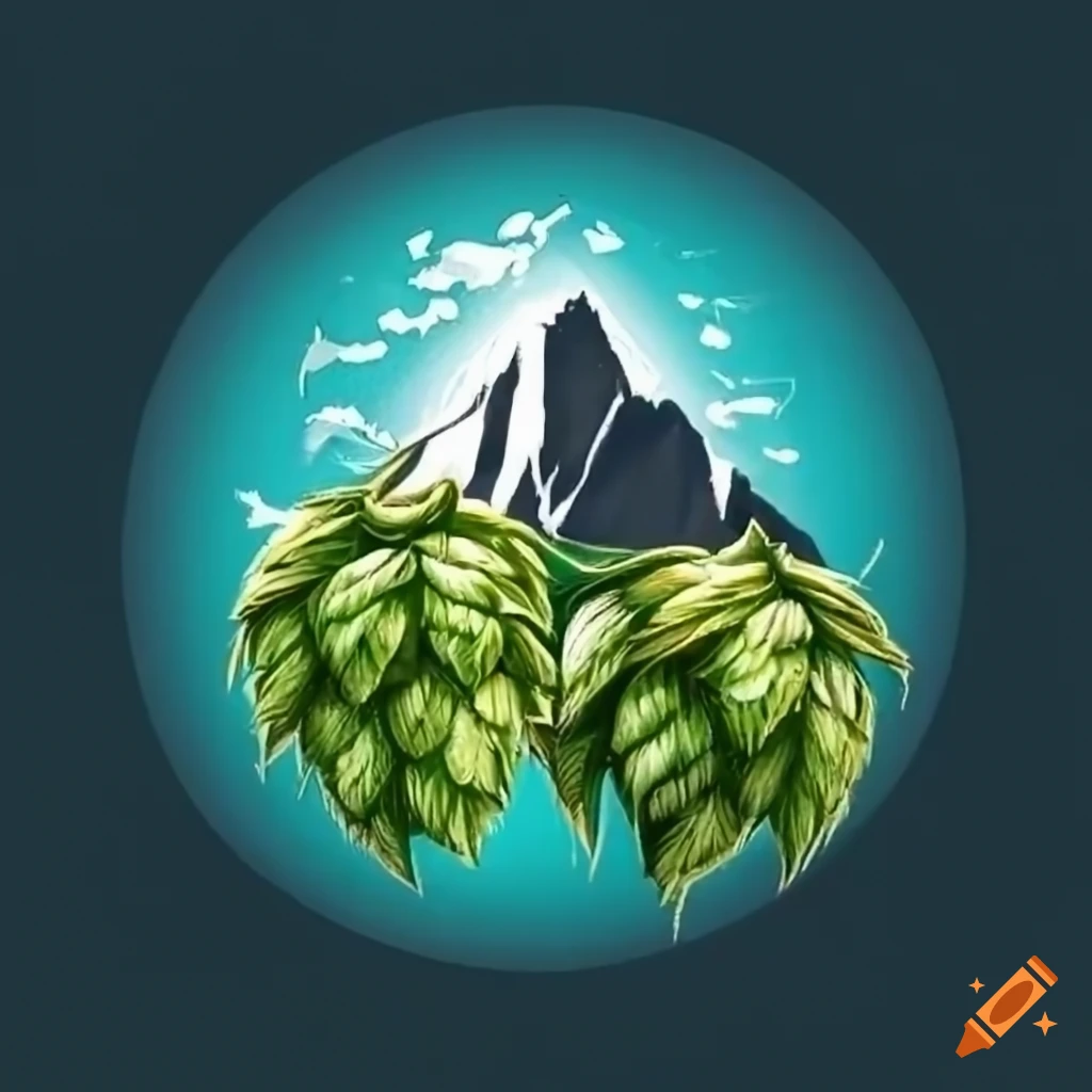 Alps mountain fresh hops beer logo on Craiyon
