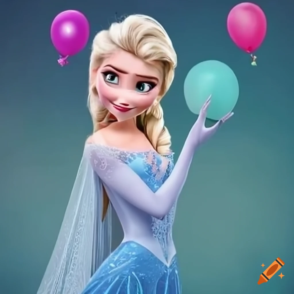 Elsa releasing a balloon on Craiyon
