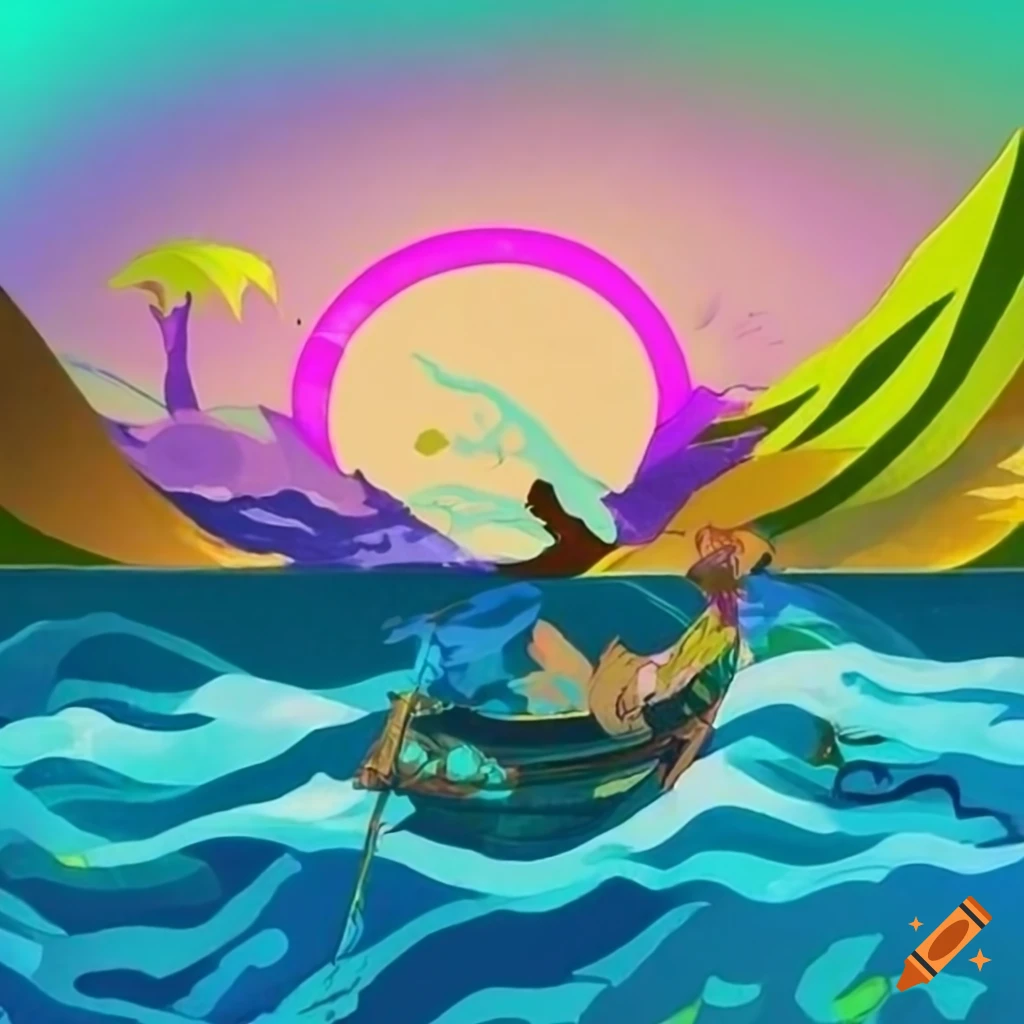 Artistic representation of Ulysses, Circe, and Poseidon in a ...