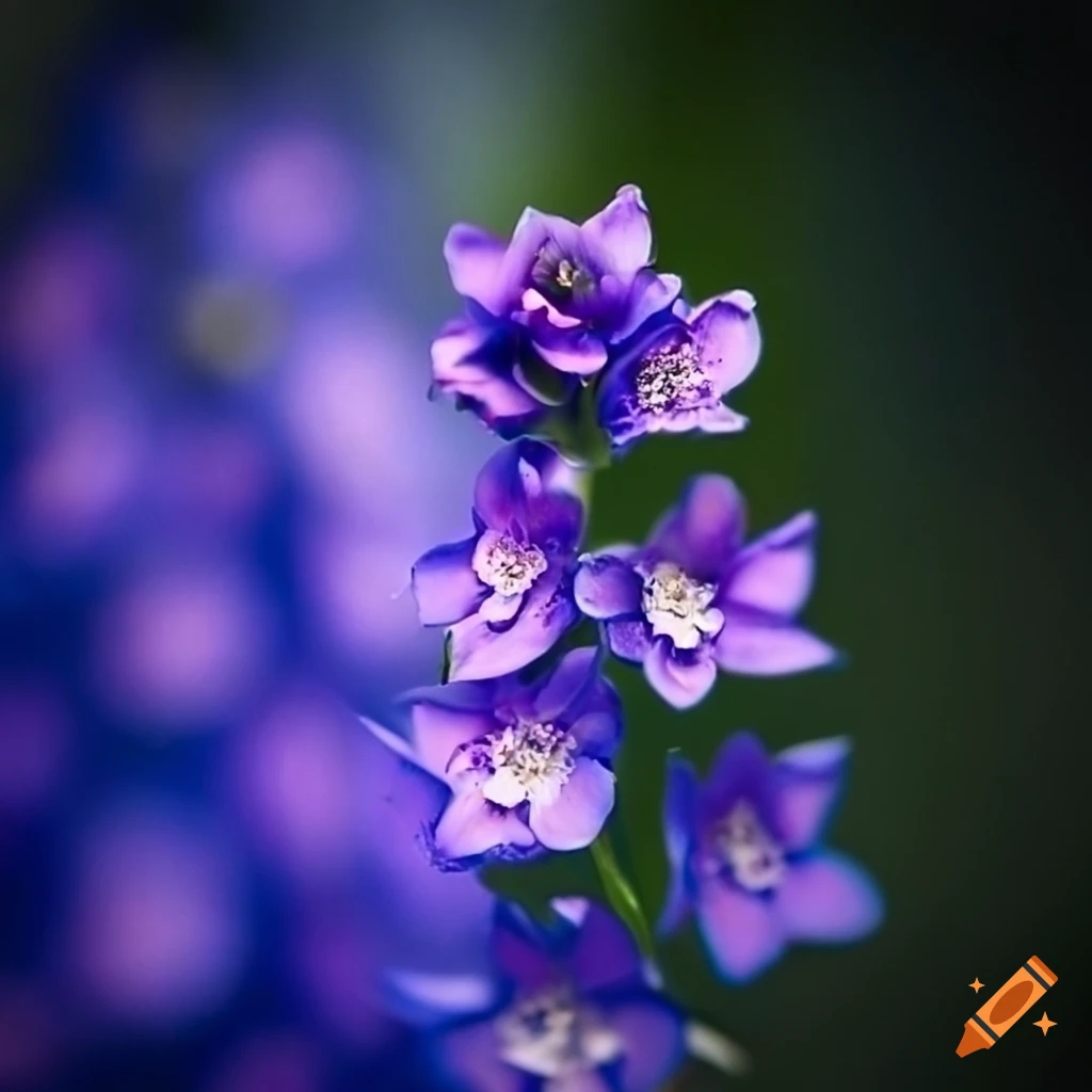 Close up of larkspur flower on Craiyon