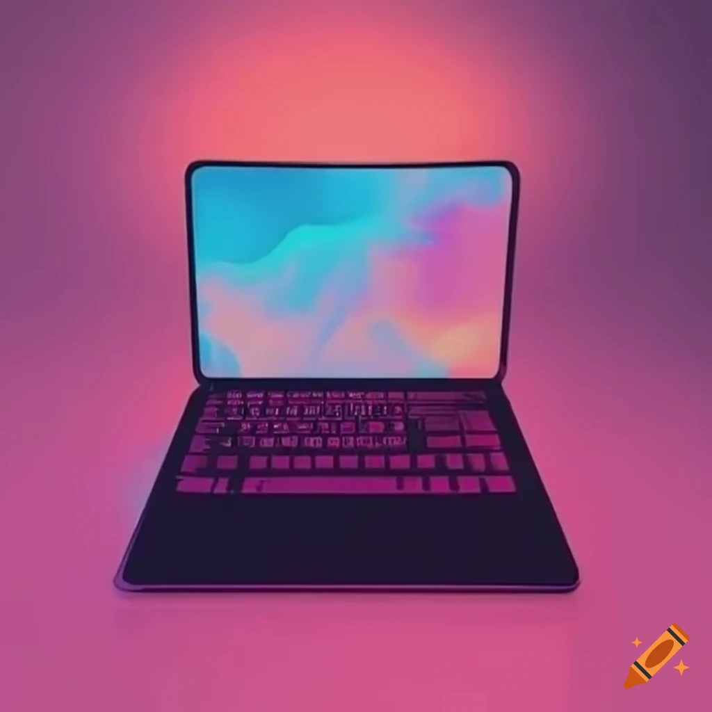 Front facing laptop with a y2k aesthetic on Craiyon