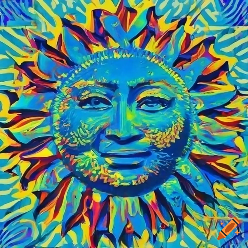 Smiling sun with iridescent pop art on Craiyon