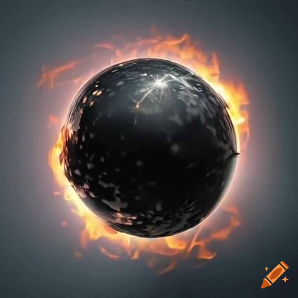 Glowing ball of fire in a dark orb on Craiyon