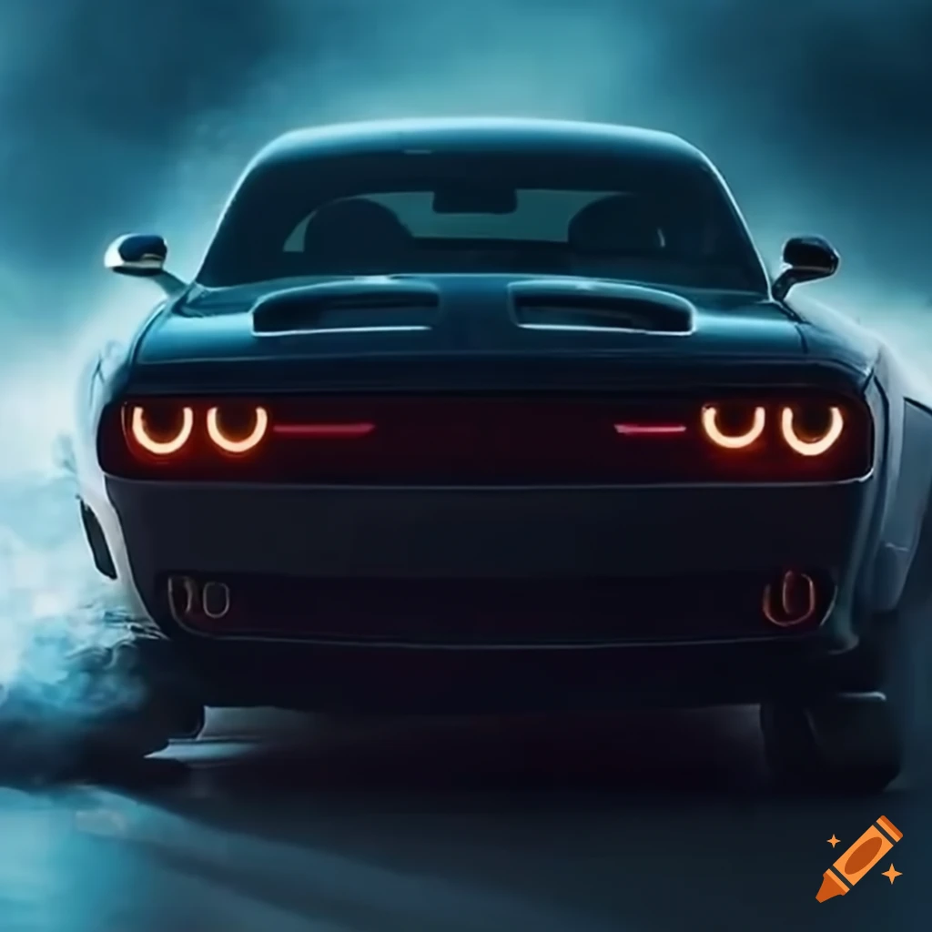 Angry Dodge Challenger Demon with smoke on road near Paul Walker's ...