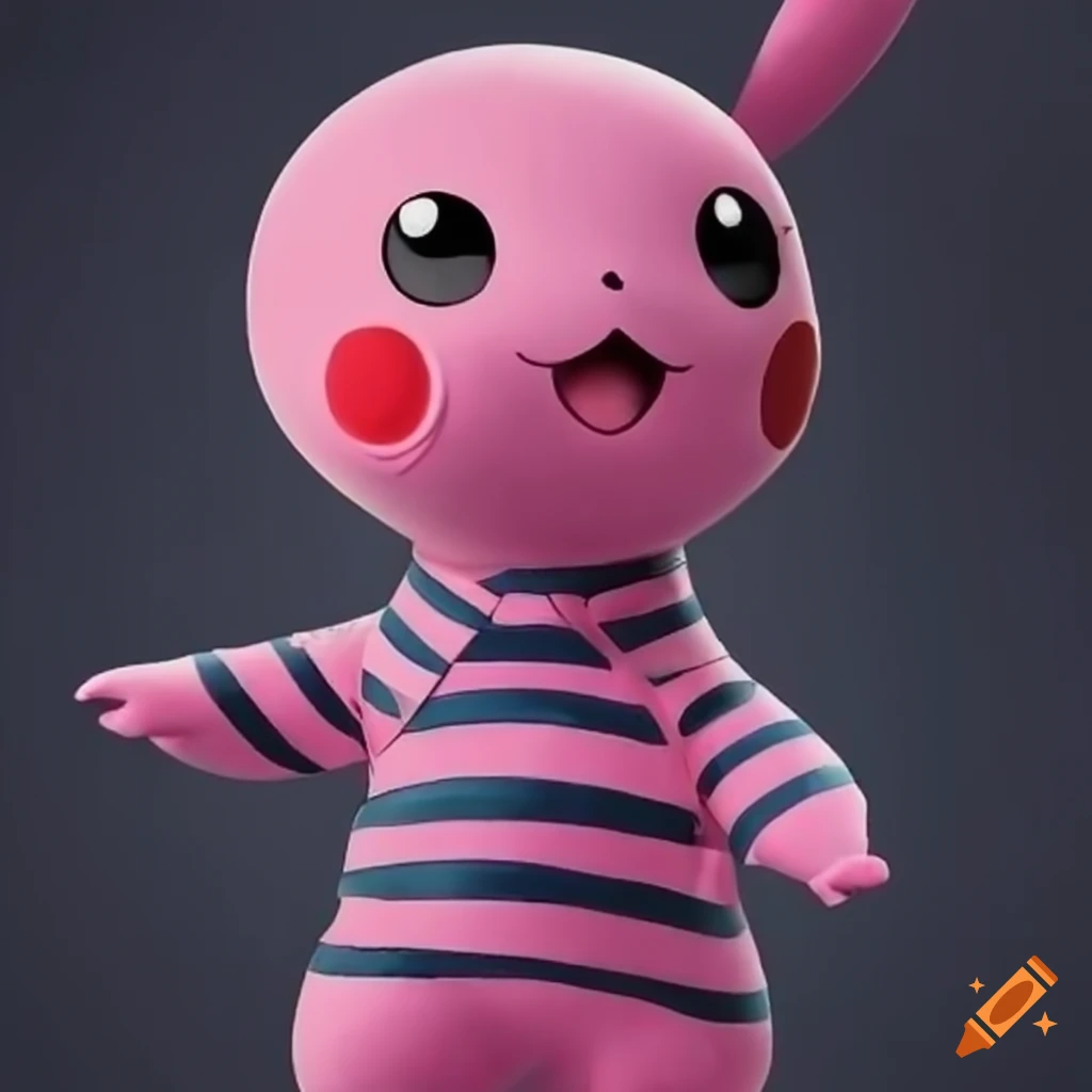 Pink-striped suited pokemon painting on Craiyon