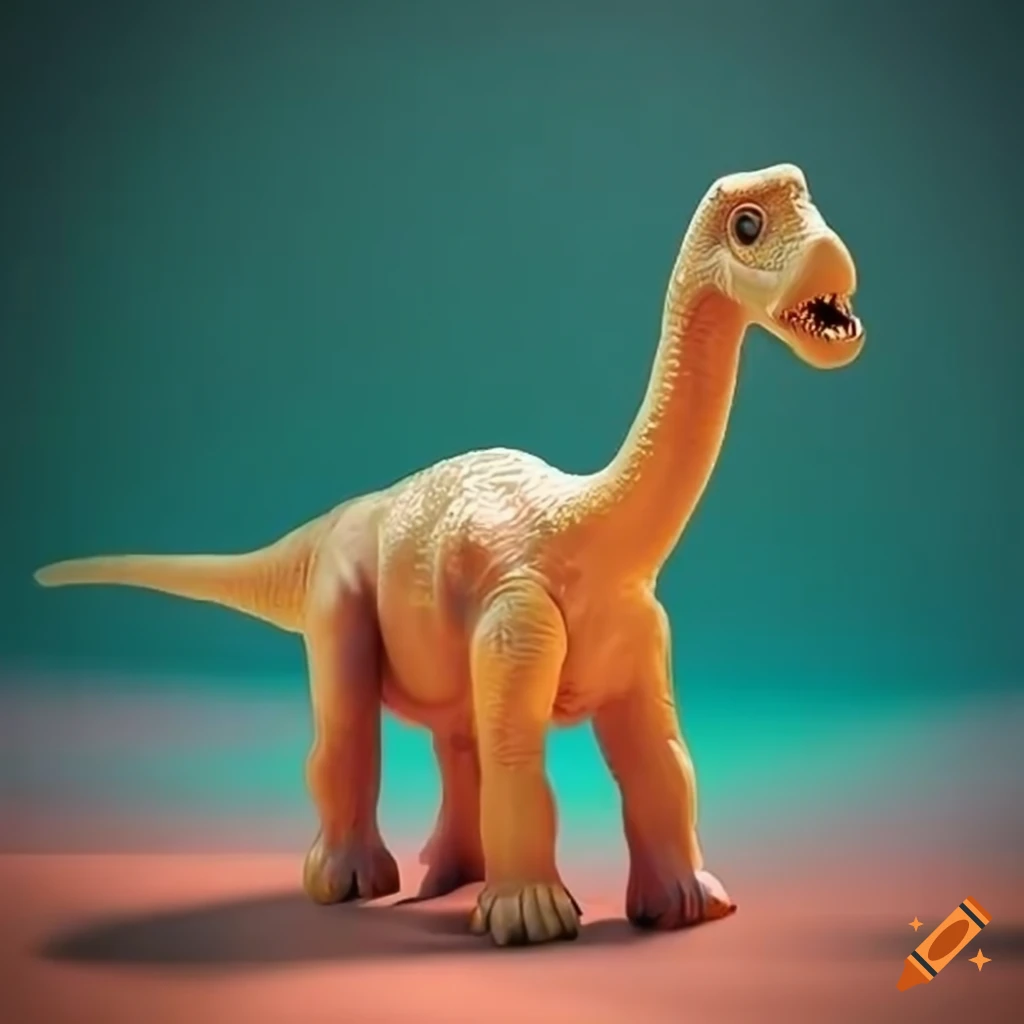 Plastic toy brachiosaurus coming to life for a young aspiring ...