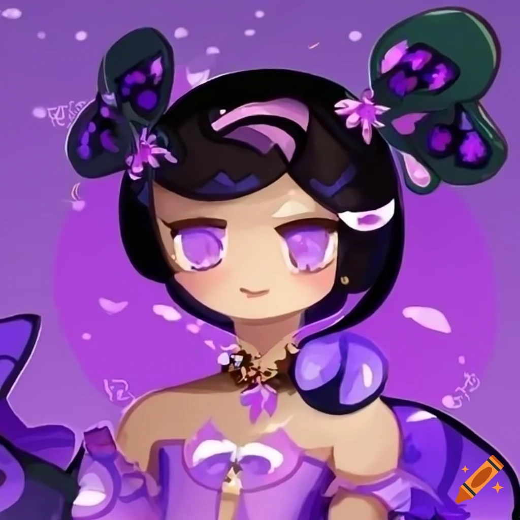 Whimsical character from cookie run kingdom with short black hair and ...