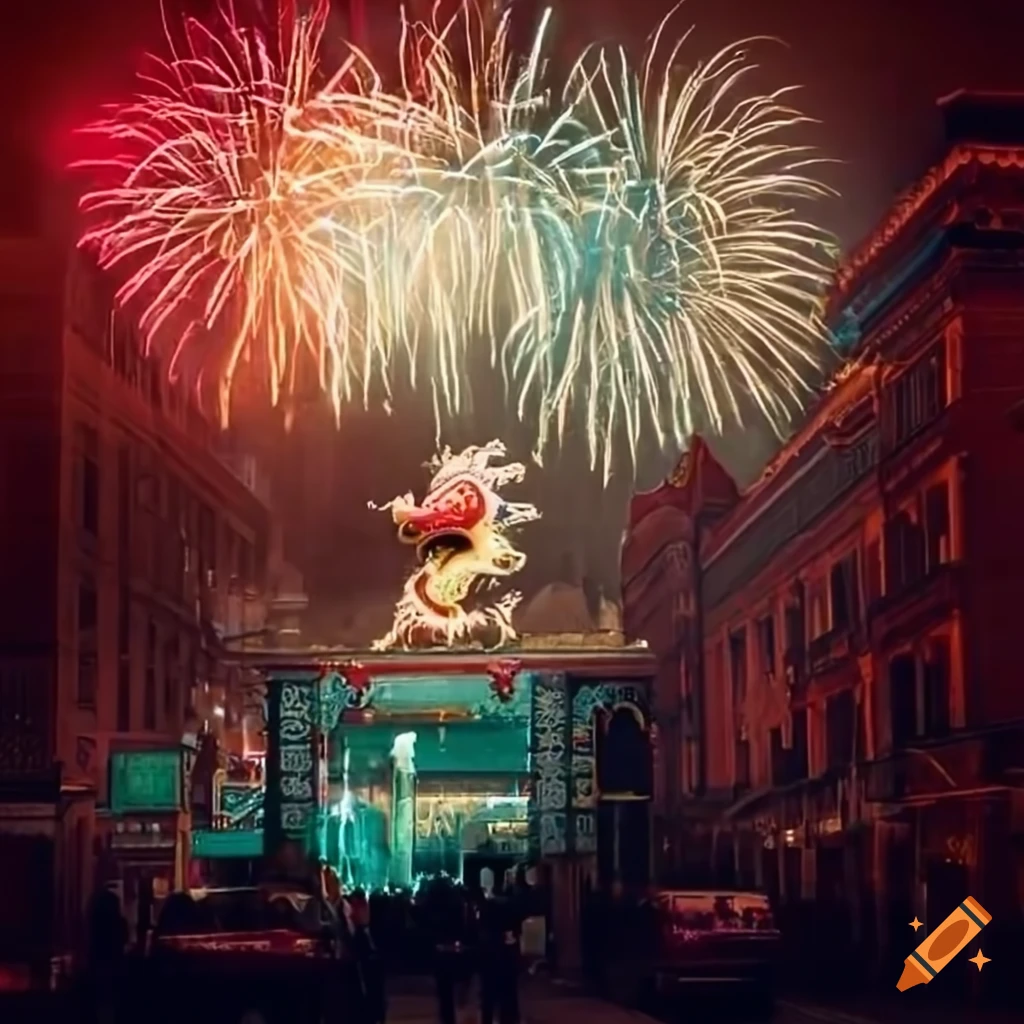 Chinese new year celebration in london's chinatown with a dragon-shaped ...