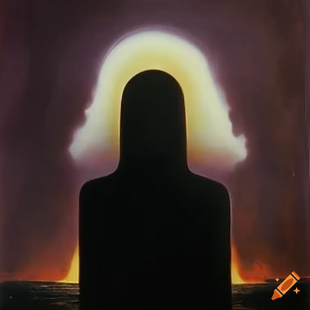 Artistic depiction of a fire in transparent glass by rene magritte on ...