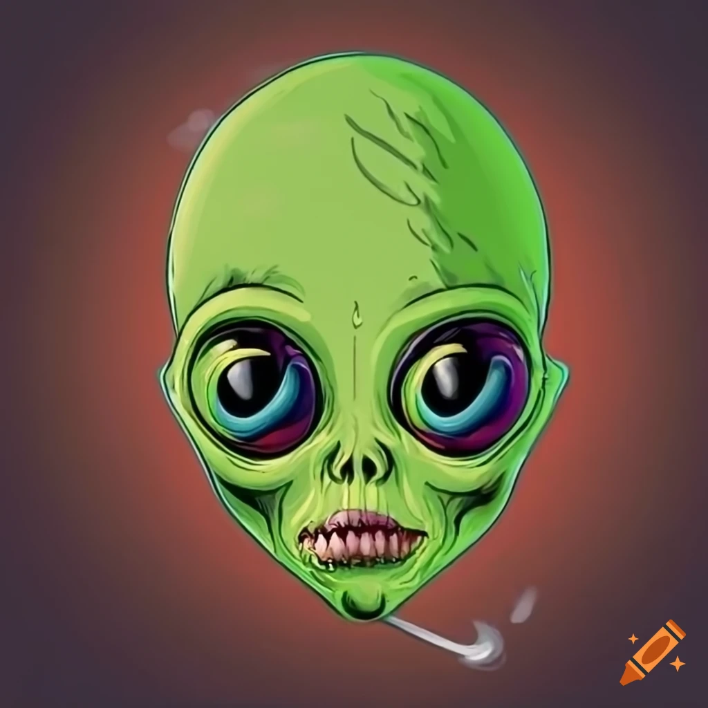 Alien smoking cannabis on Craiyon