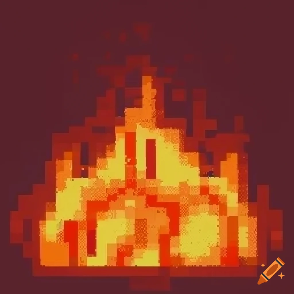 Minecraft fire pixel art on Craiyon