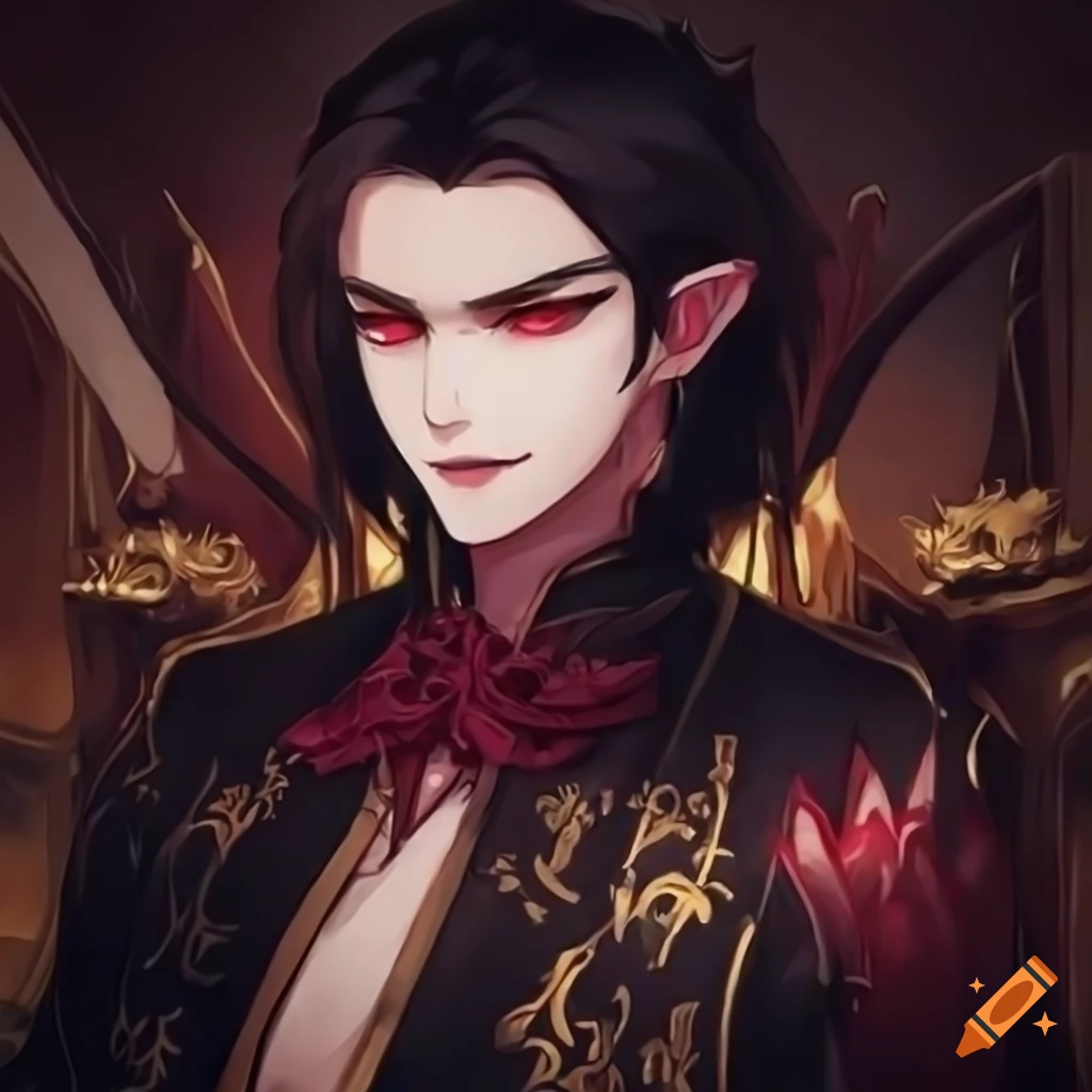 Handsome anime devil with royal clothes and detailed features on Craiyon