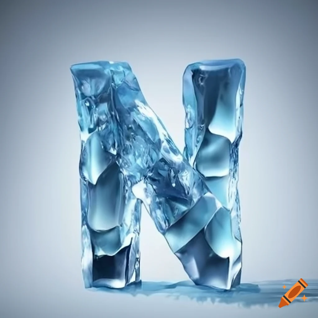 Realistic ice shaped like the letter n on Craiyon