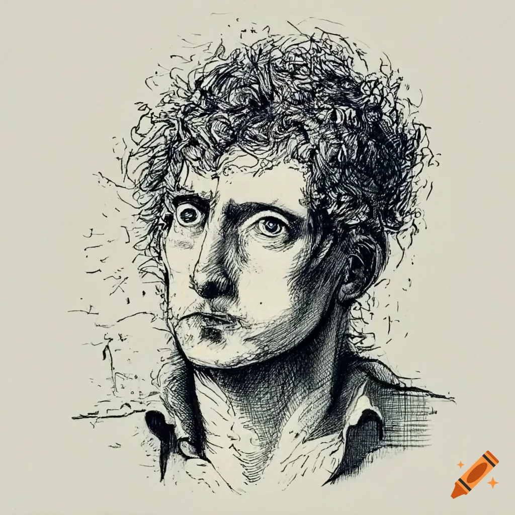 Pen drawing of a stern man on white paper on Craiyon