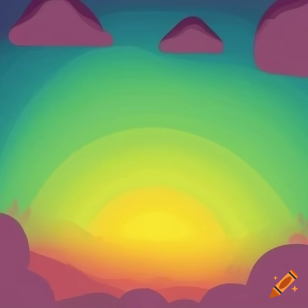 Colorful cartoon forest background with heavy contrast and gradients on ...