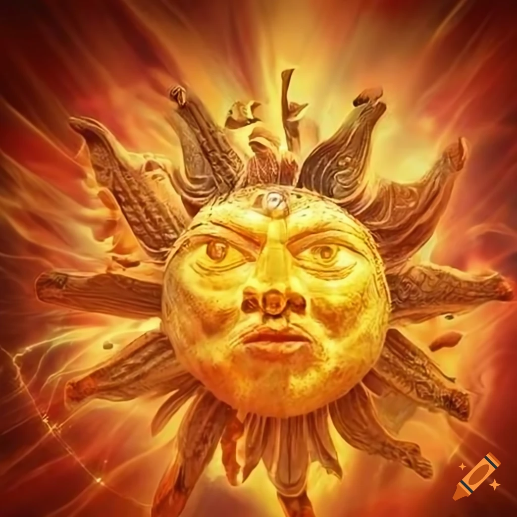 Ancient sun god depiction on Craiyon