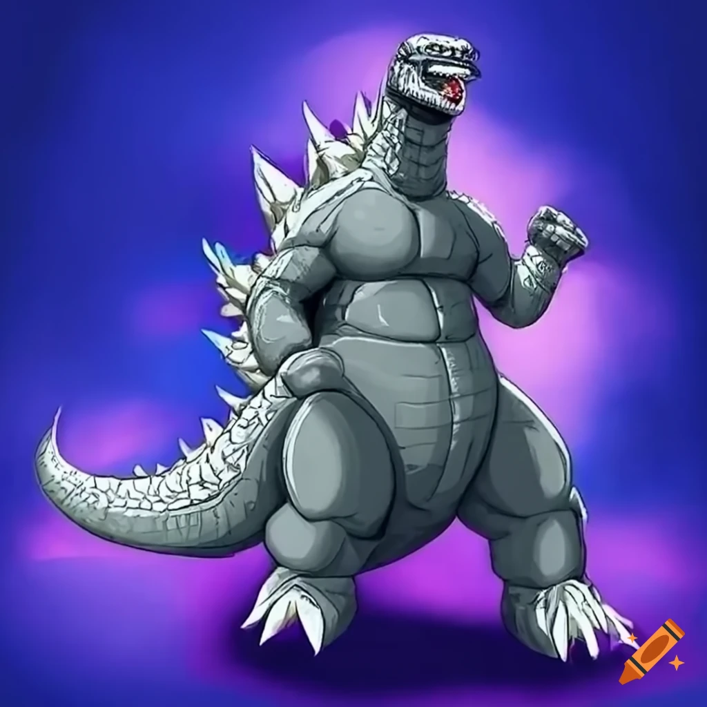 Silver-Gray Godzilla as powerful Dragonball Z character made of Zircon ...